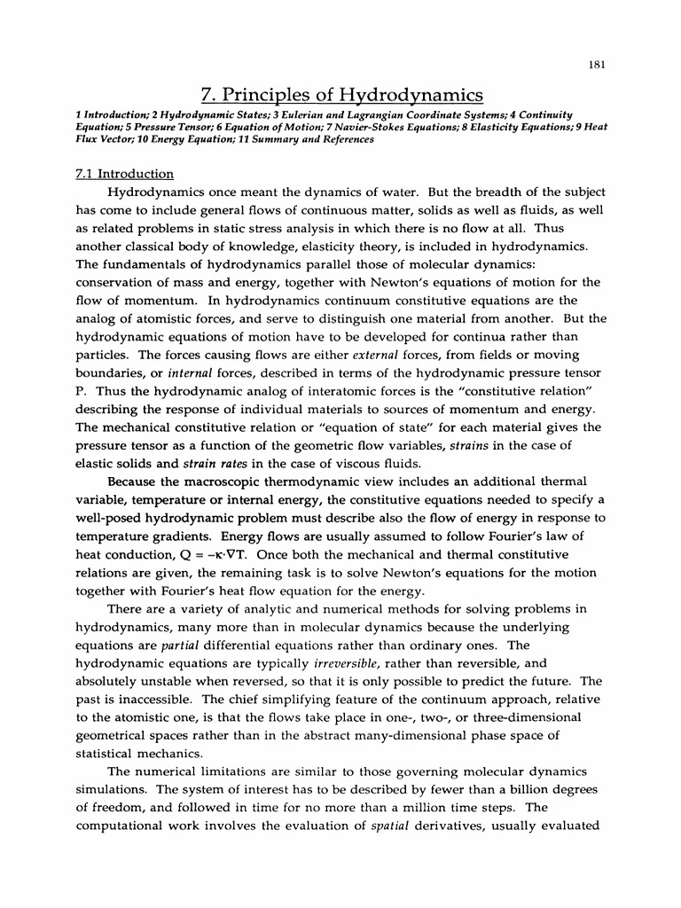 Principles of Hydrodynamics | PDF | Fluid Dynamics | Continuum Mechanics