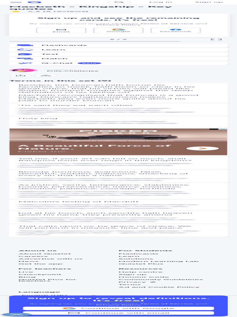 Macbeth - Kingship - Key Quotes Flashcards Quizlet | PDF | Courage