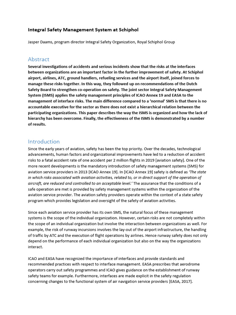 Integral Safety Management at Schiphol | PDF | Risk | Airport