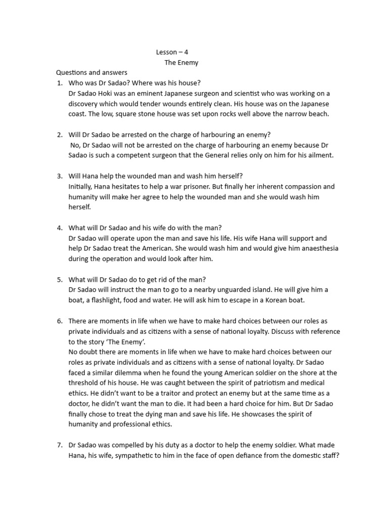 12th Lesson - 4 (The Enemy) | PDF