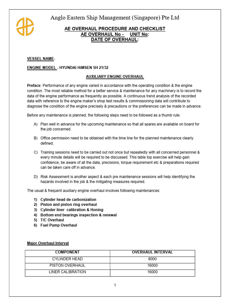 AE Overhaul Guidance & Reporting | PDF | Piston | Valve