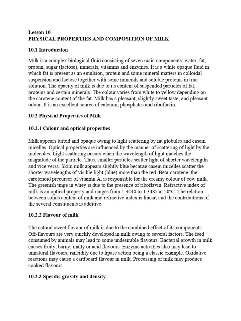 5 Physico-Chemical, Microbiological and Nutritional Properties of Milk ...