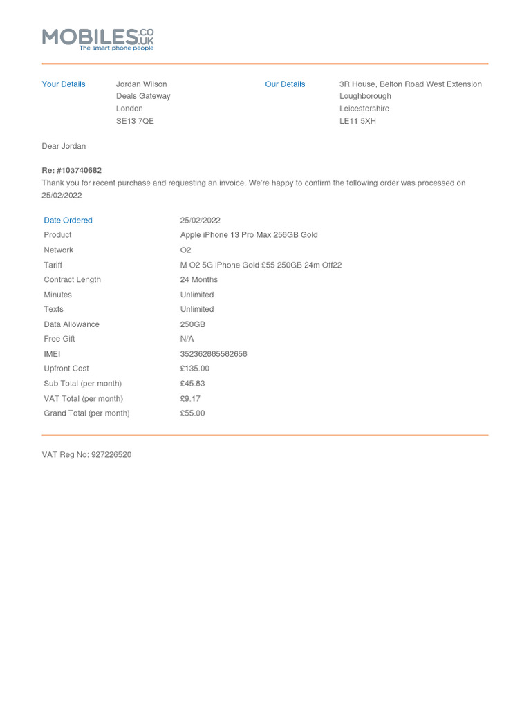 Invoice Confirmation for Jordan | PDF