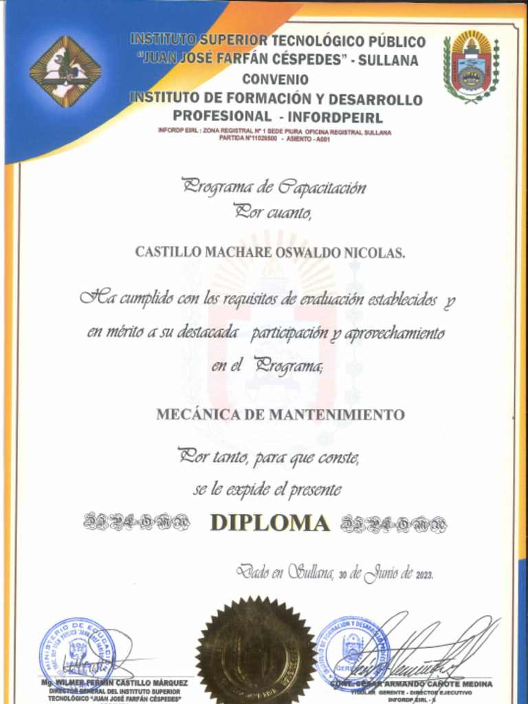 Certificado - Oswaldo Machare | PDF
