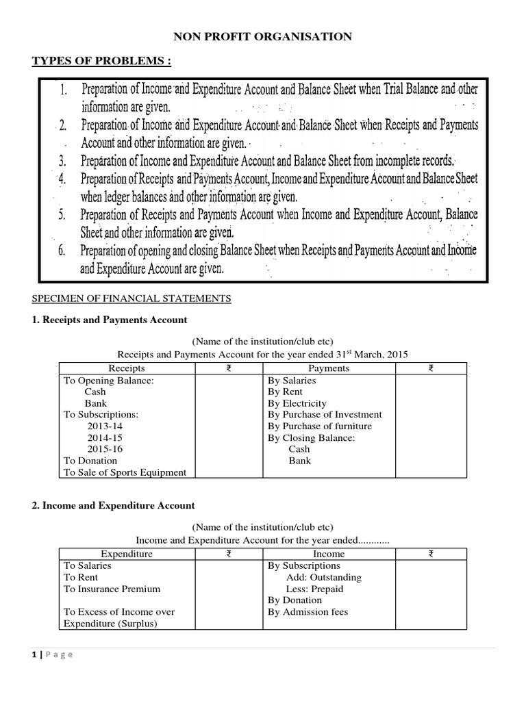Question Sheet - Non Profit Organisation | PDF | Expense | Balance Sheet