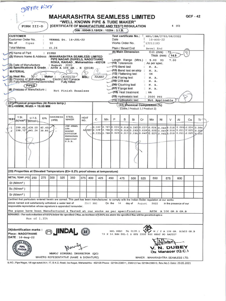 Pipe Mill TC - Dip Pipe Riser | PDF