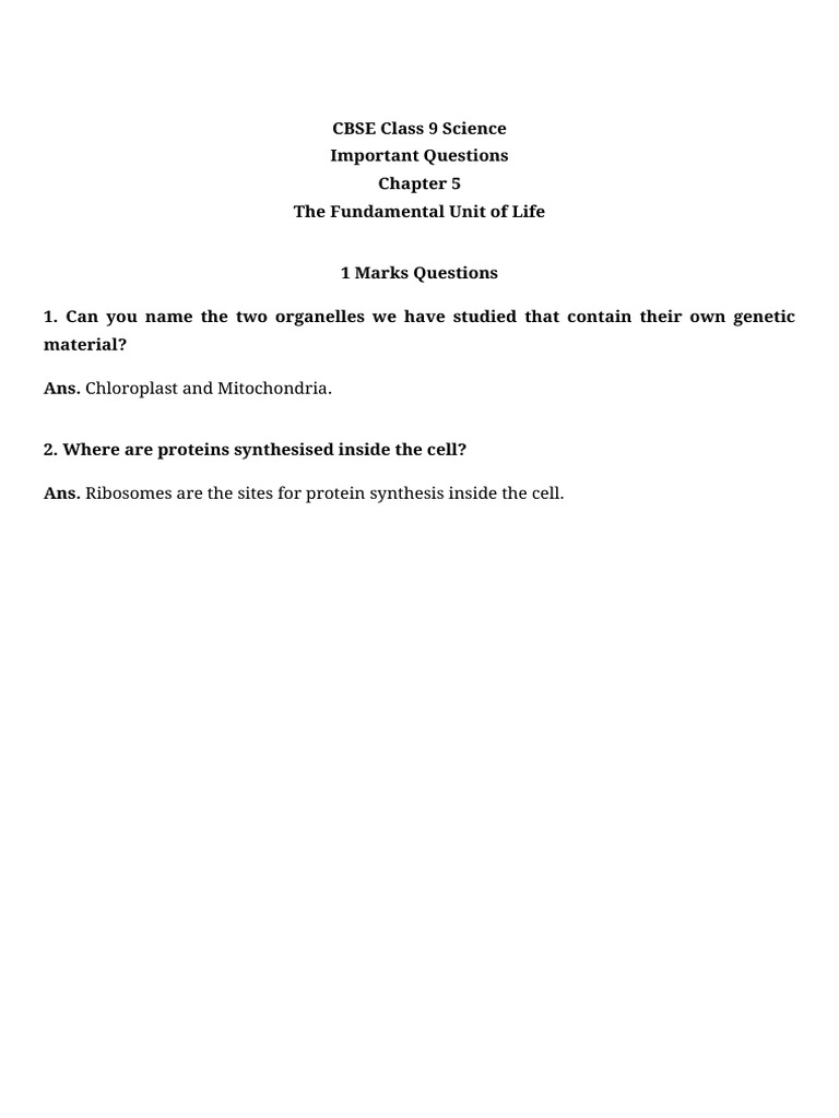 CBSE Class 9 Science: Cell Basics | PDF | Cell (Biology) | Endoplasmic ...