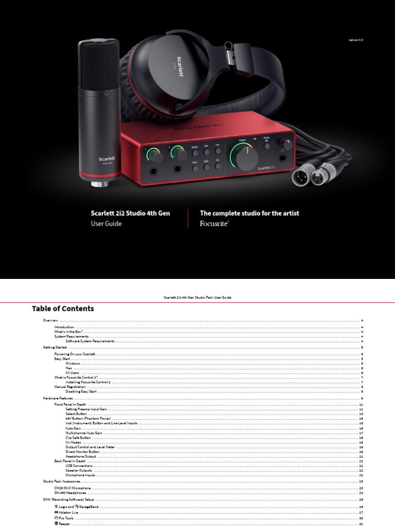 Scarlett 2i2 Studio 4th Gen User Guide V3-Pdf-En | PDF | Icon (Computing) | Usb