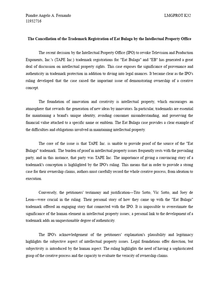 Reflection Paper 4 | Download Free PDF | Trademark | Intellectual Property