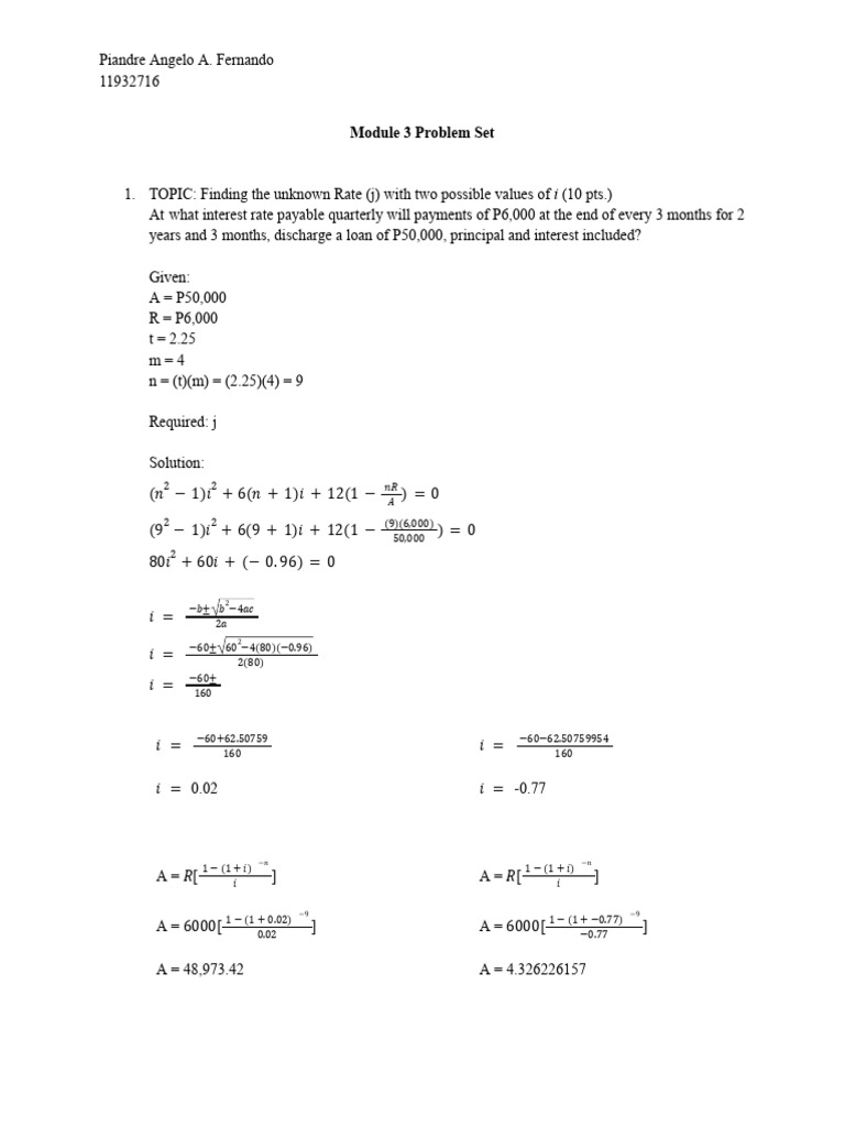 Module 3 Problem Set | PDF | Financial Services | Investing Module 3 Problem Set | PDF | Financial Services | Investing