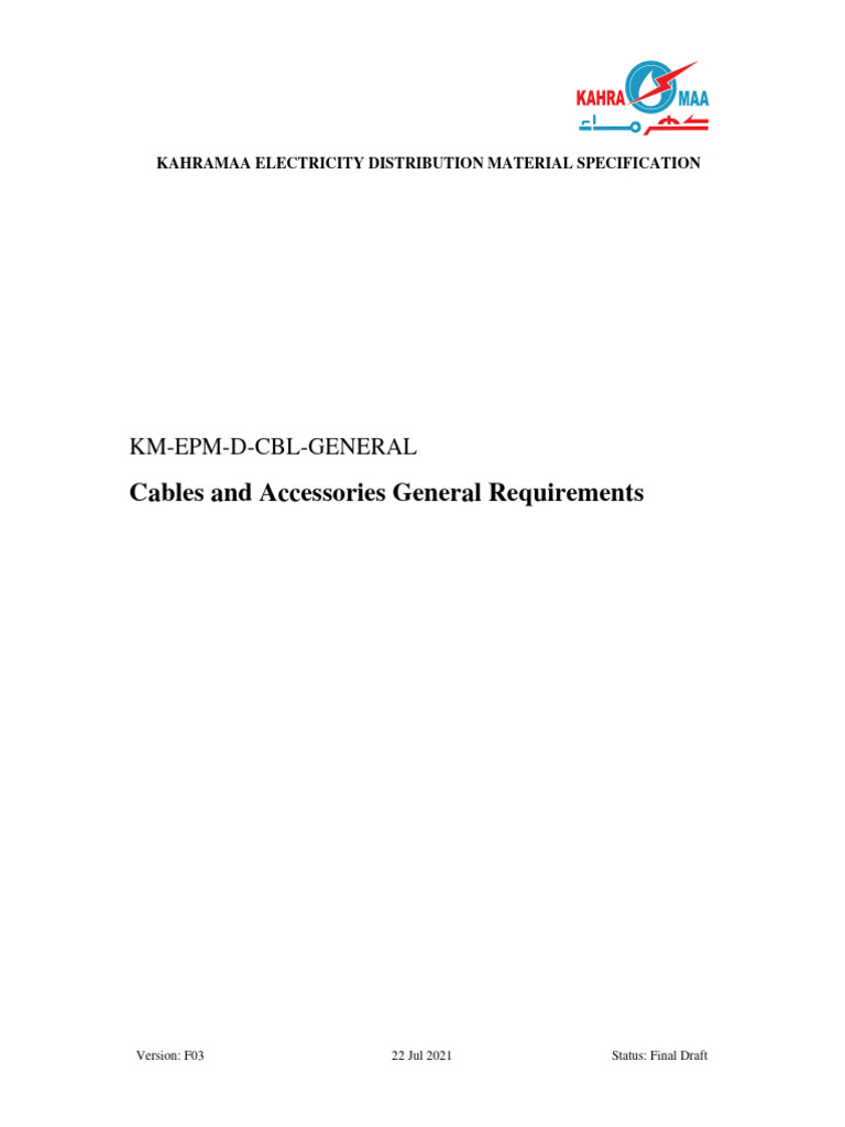 KM Epm D CBL General - F03 | PDF | Electrical Wiring | Insulator (Electricity)