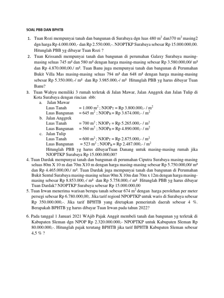 Soal PBB Dan BPHTB | PDF