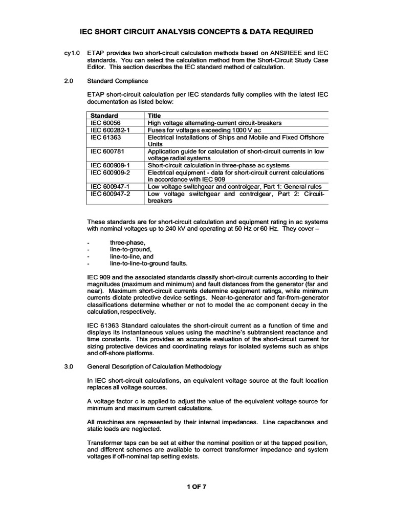 Iec Short Circuit Calculation Methods | PDF | Electrical Impedance ...