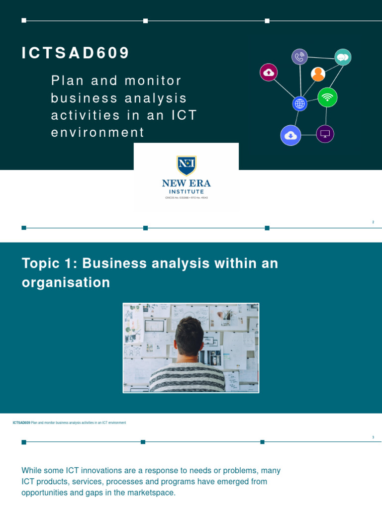 ICTSAD609 Slideshow - Week 1 | PDF | Business Analysis | Project Management