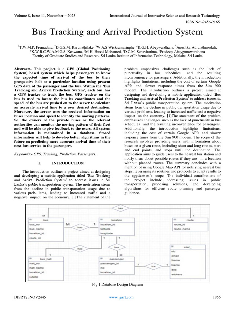 Bus Tracking & Arrival Prediction System | PDF | Databases ...