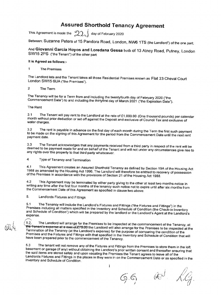 Assured Shorthold Tenancy Giovanni | PDF