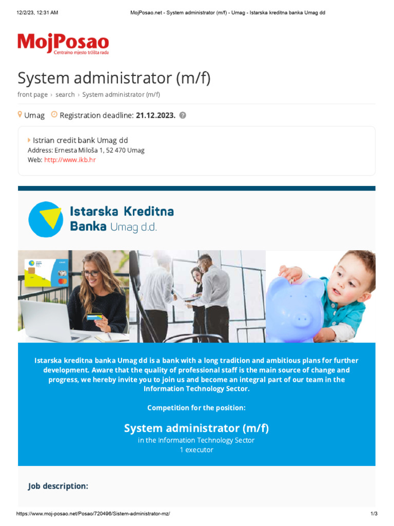 System Admin Job at IKB Umag | PDF | System Administrator | Server (Computing)