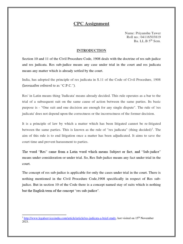 CPC Assignment | PDF | Lawsuit | Res Judicata