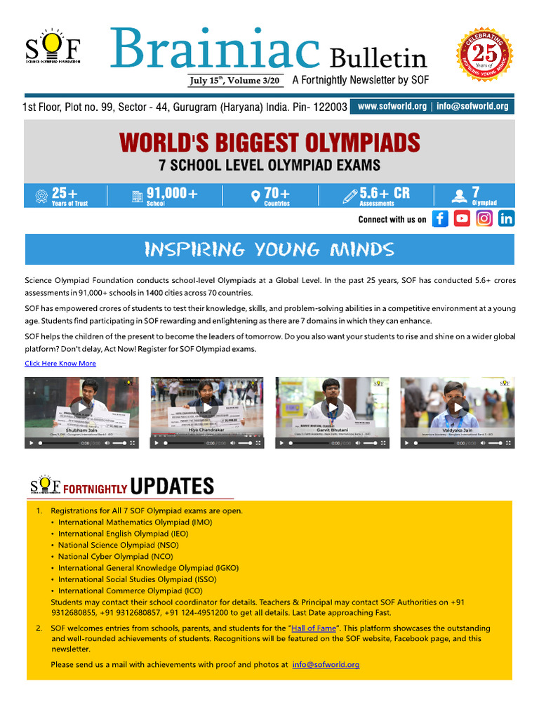 Sof Brainiac Bulletin July 15th Volume 3-20 | PDF