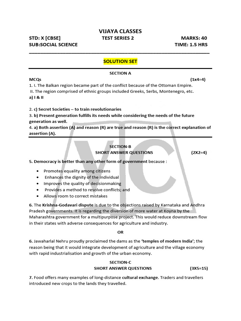 Solution Set Ss Test Series 2 23 24 PDF Democracy Political