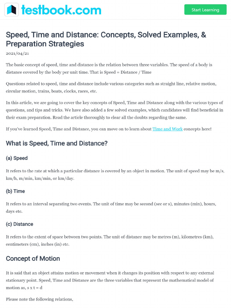 Maths Speed Time and Distance 3b12acd3 | PDF