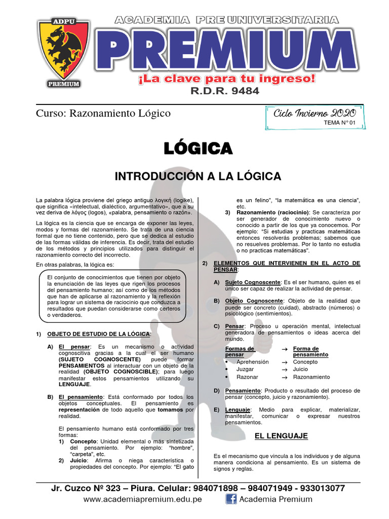Tema 01 de Raz Logico Logica Formal | PDF | Proposición | Pensamiento