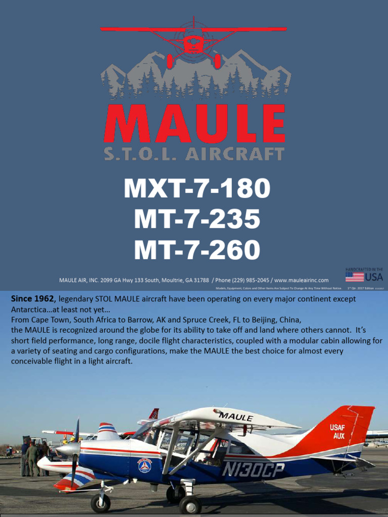Maule MXT-7 Series Aircraft Overview | PDF | Empennage | Transport