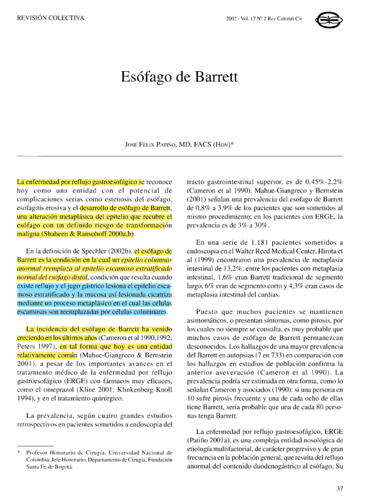 Esófago de Barrett: Complicaciones y Riesgos | PDF | La enfermedad por ...