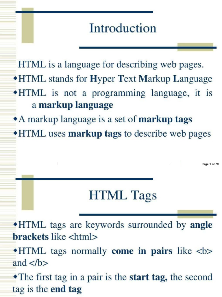 HTML Lectures (Before Mids) | PDF