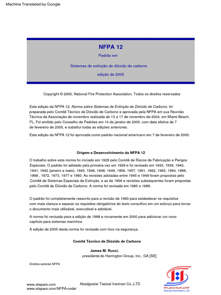 NFPA 12 - Traduzido | PDF | Dióxido de carbono | Tempo
