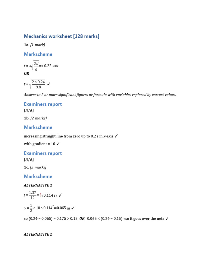 Mechanics Worksheet1.ms 1 | PDF | Force | Collision