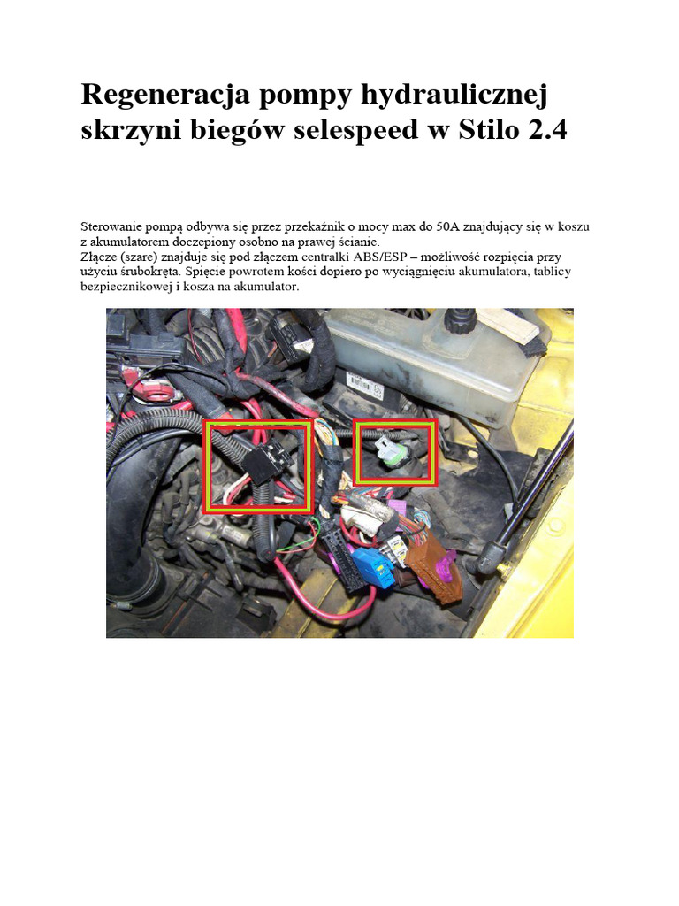 Regeneracja Pompy Hydraulicznej Skrzyni Biegw Selespeed W Stilo | PDF