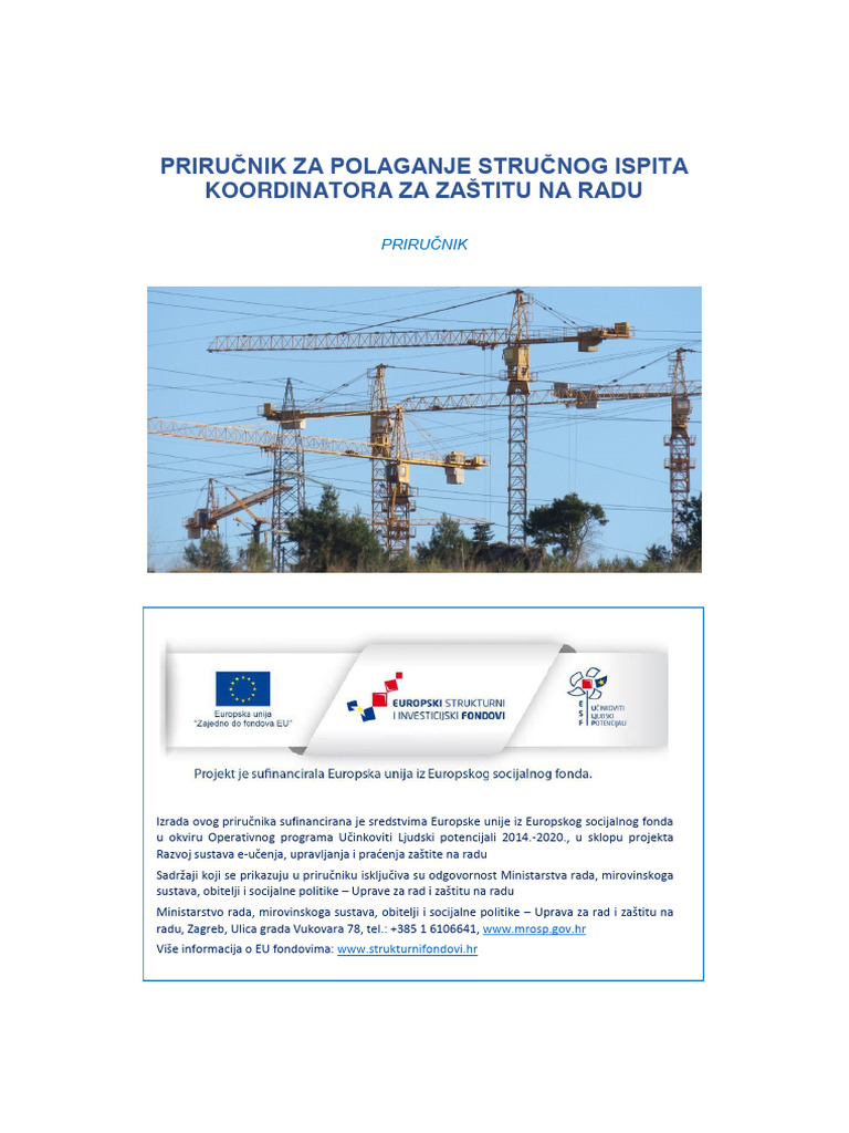 Priručnik Za Polaganje Stručnog Ispita Za Koordinatora Zaštite Na Radu -Final | PDF