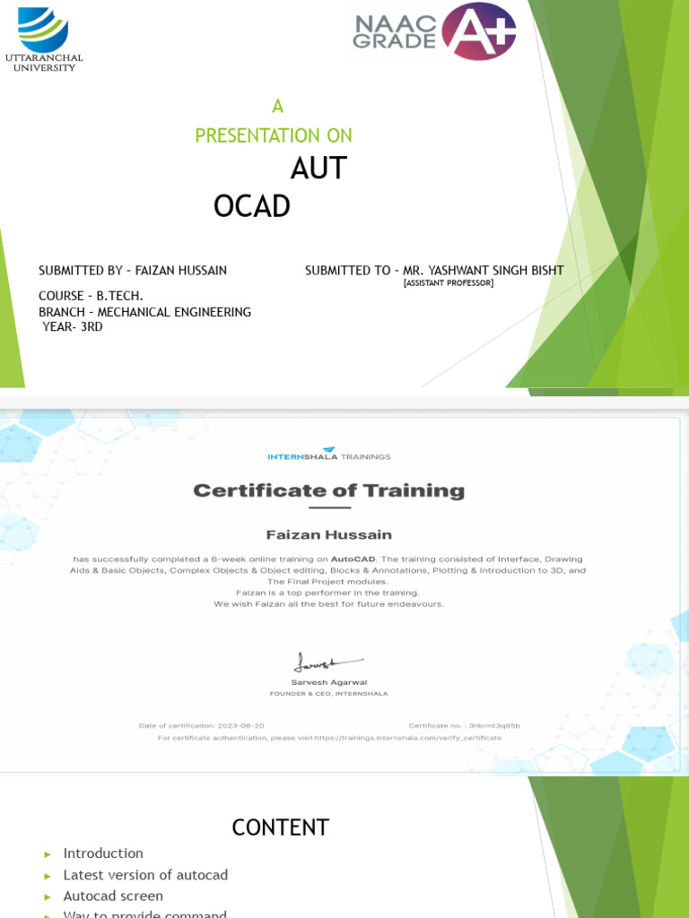 AUT Ocad: A Presentation On | PDF | Auto Cad | 3 D Computer Graphics