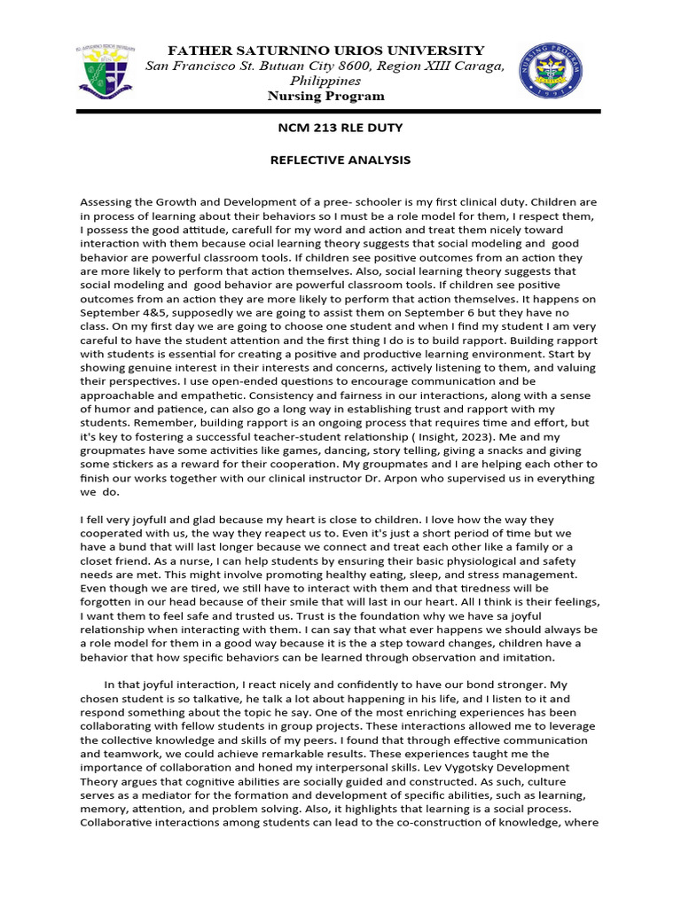 Reflective Analysis | PDF | Learning | Cognition