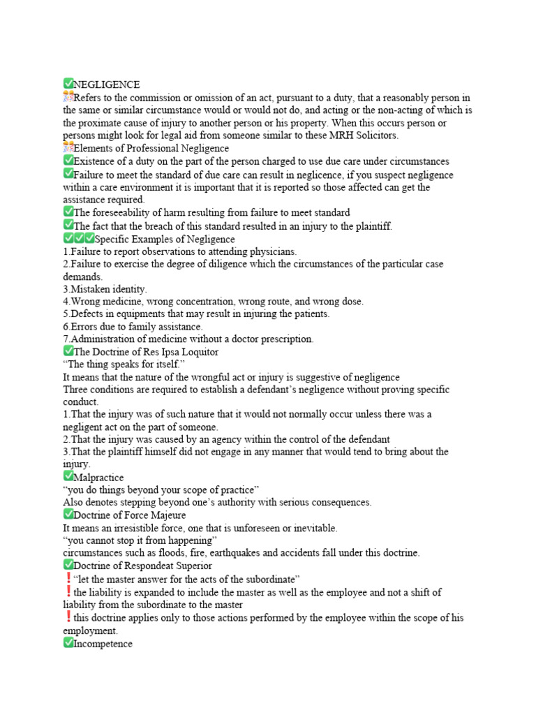 NEGLIGENCE | PDF | Negligence | Informed Consent