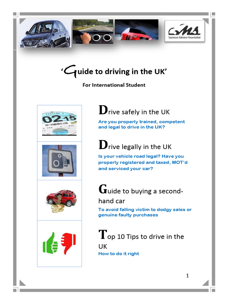 Guide To Driving in The UK 1 | PDF | Driver's License | Vehicle Insurance