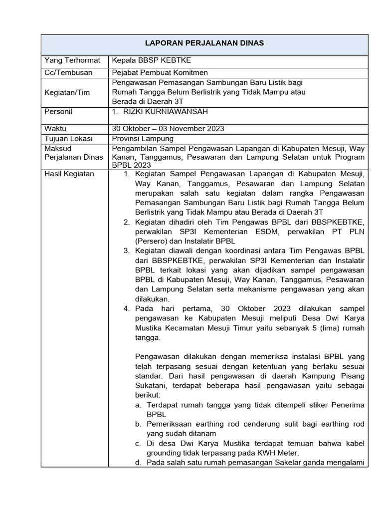 Contoh Laporan LPD | PDF