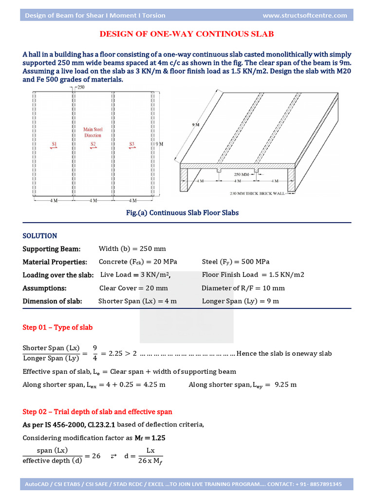 One-Way Slab Design Guide | PDF | Beam (Structure) | Applied And ...