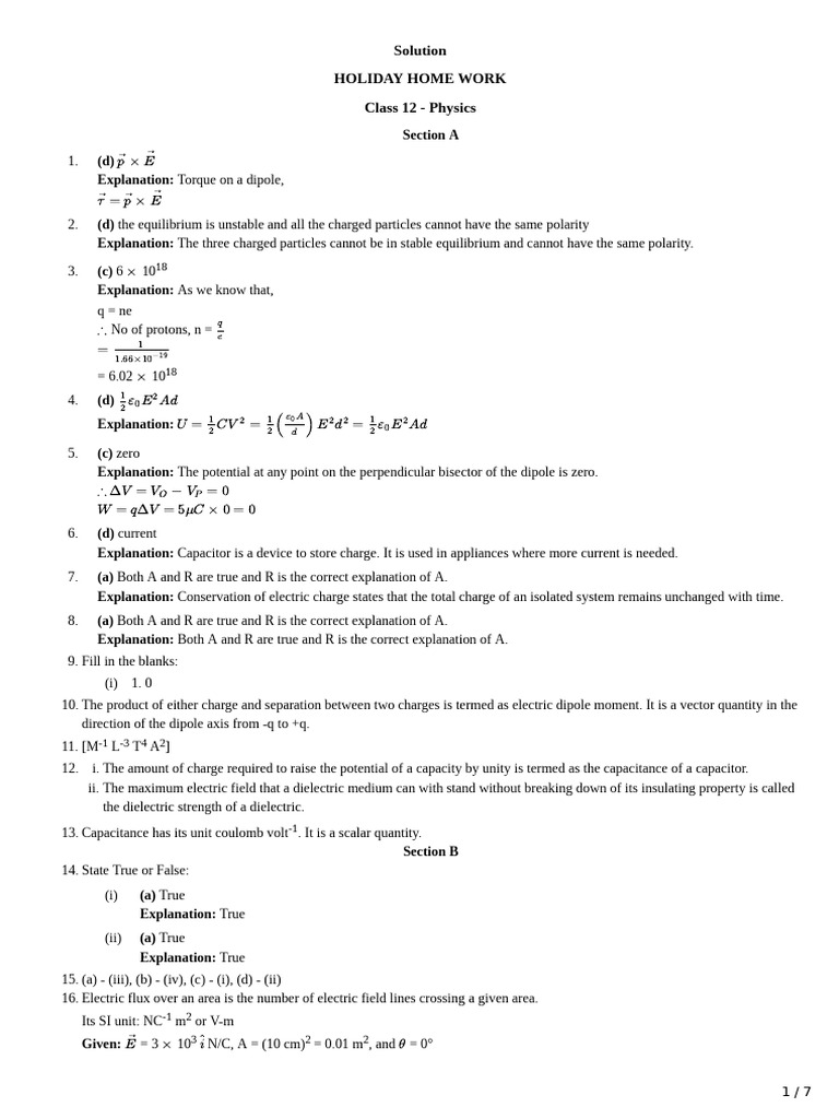 24 12 Sol Summer Holiday HW | PDF | Capacitor | Capacitance