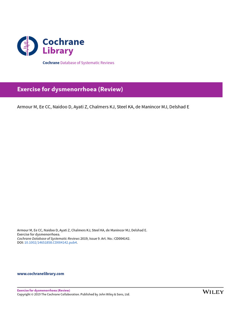 Armour2019 Exercise For Dysmenorrhea | PDF | Systematic Review ...