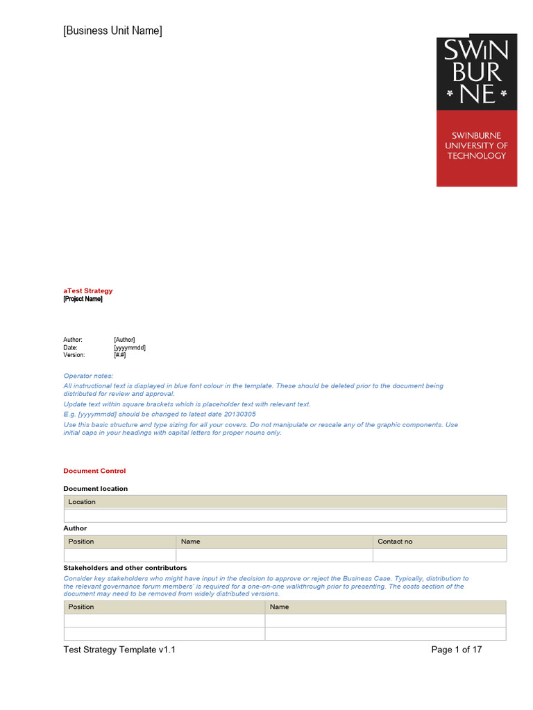 Test Strategy Template Overview | PDF | Software Testing | Information ...