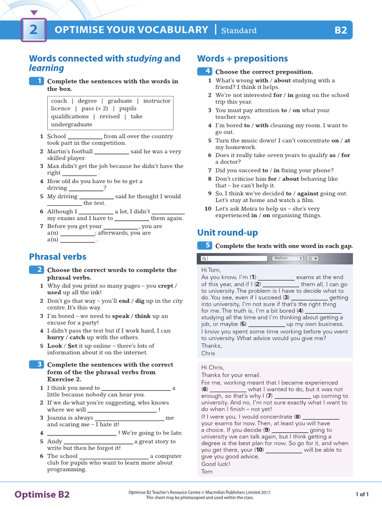 B2 Vocabulary & Phrasal Verbs | PDF