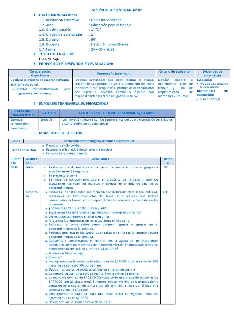 Sesión 7-EPT-1°-Líderes | PDF | Evaluación | Aprendizaje