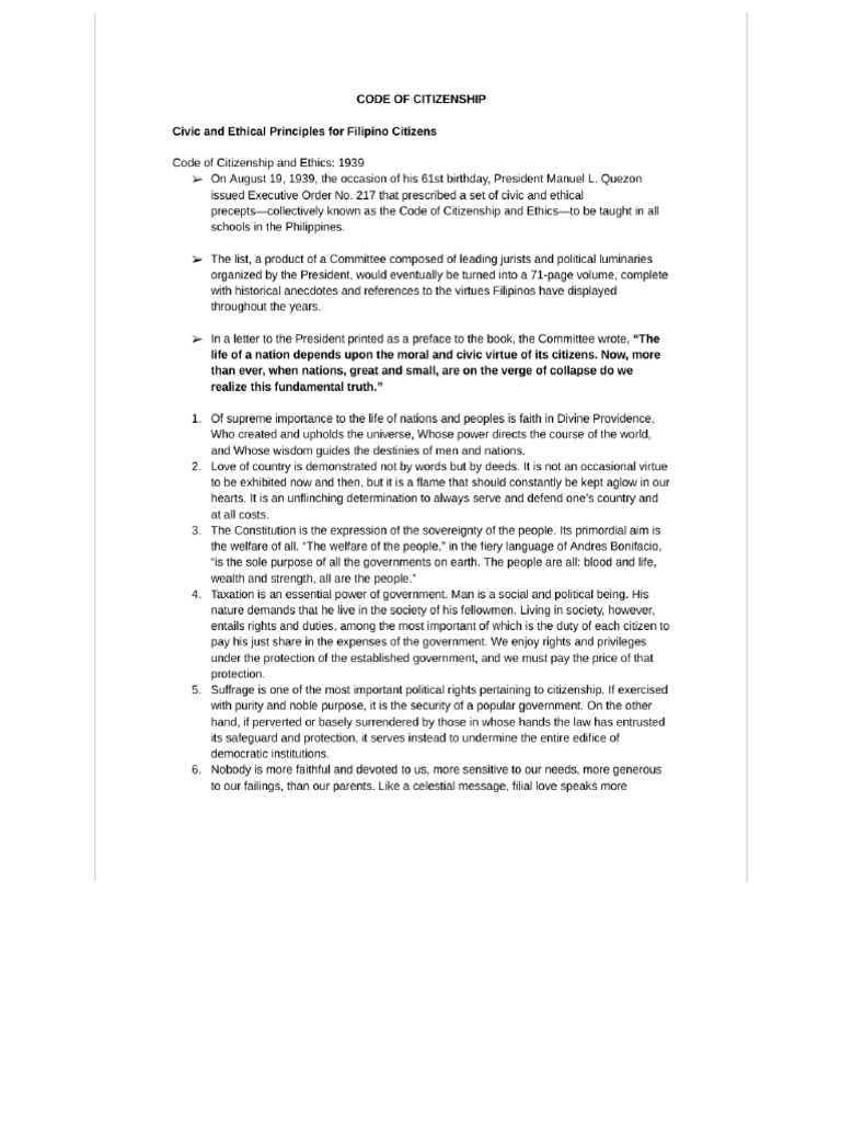 Code of Citizenship | PDF