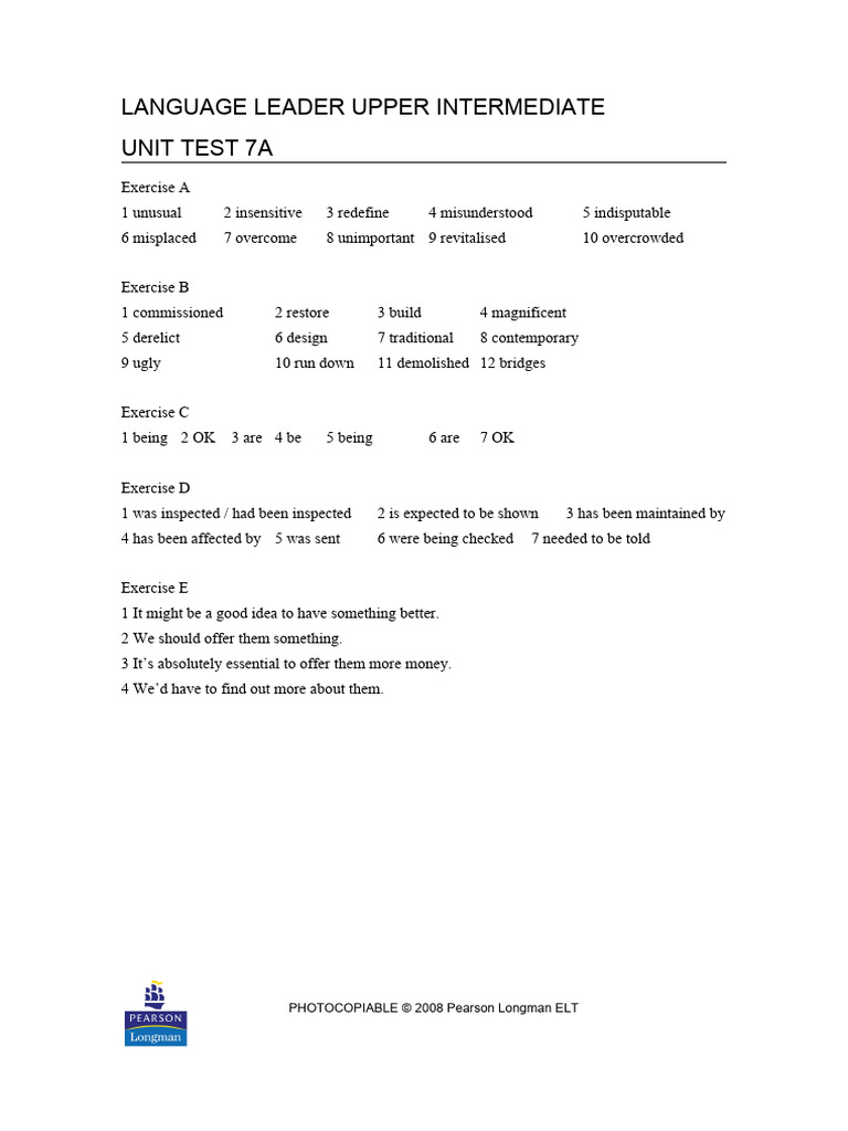 Unit 7A Answer Key | PDF