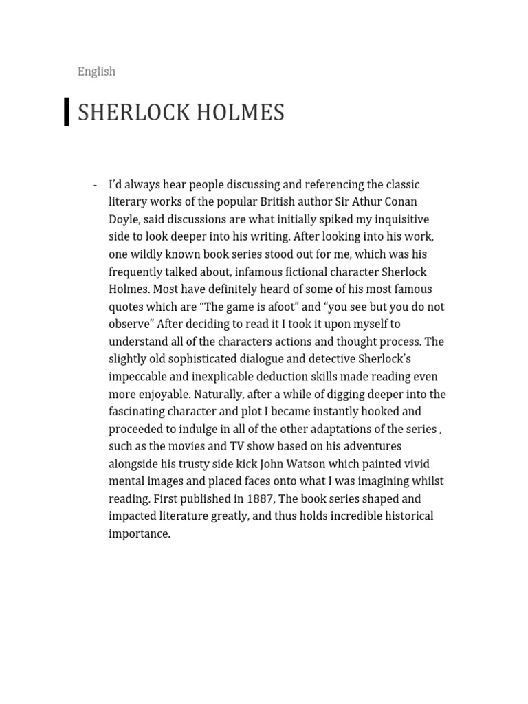 Sherlock Holmes | PDF