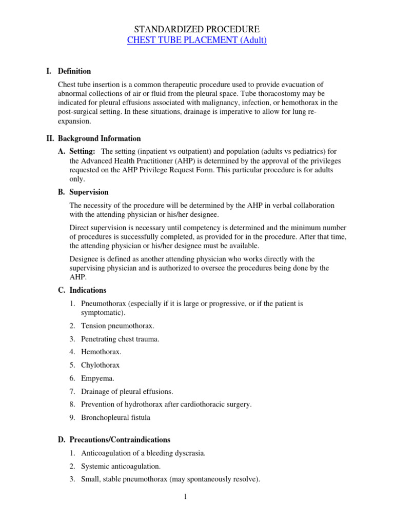 Chest Tube Placement (Adult) | PDF | Surgical Suture | Medical Specialties