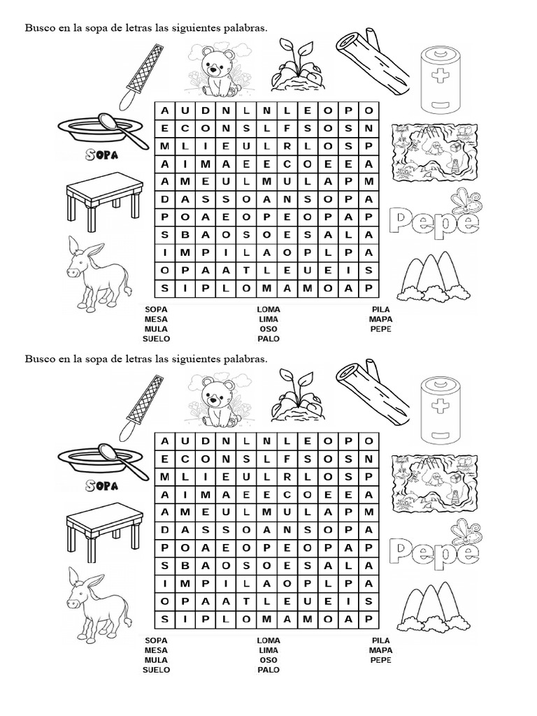 Palabras en la Sopa de Letras | PDF