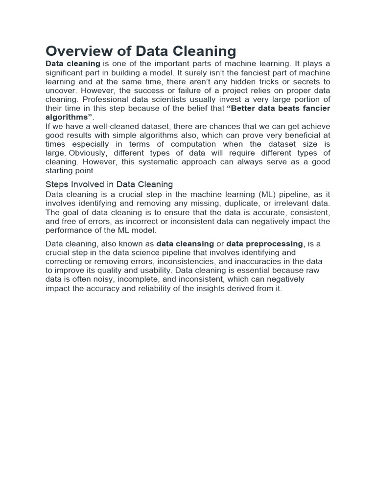 Overview of Data Cleaning | PDF | Information Technology | Applied Mathematics